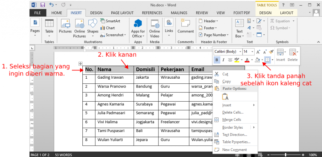 √ CARA MEMBUAT Tabel di Word 2013 dan 2016, Lengkap! - Salamadian